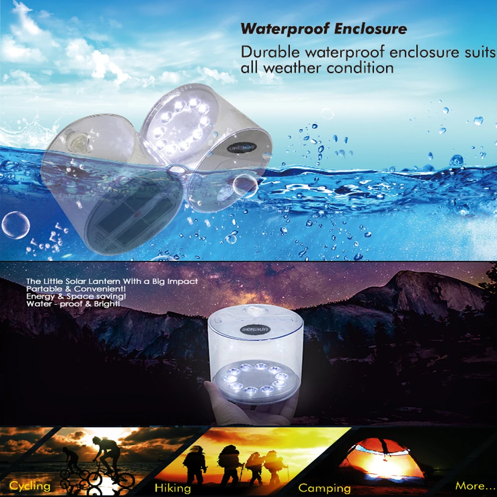 Waterproof 10 LED Protable Inflatable Solar Lamp With Handle For ...