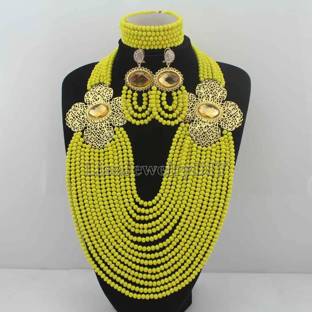 Nigerian Wedding African Beads Rushed Classic Women Crystal Jewelry Set ...