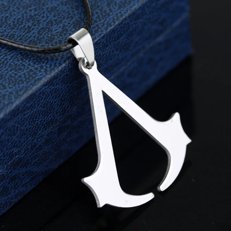 Assassins Creed Stainless Steel Pendant Leather Necklace jewelry for ...