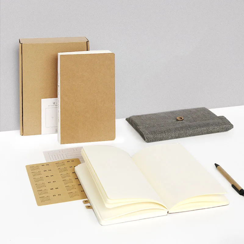 5pcs/set Fashion Muji Style Business Portable A6 Kraft Paper Notebook ...
