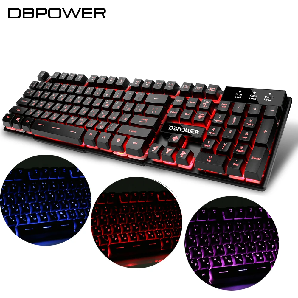 Russian Version Gaming Keyboard Suspended Keycaps 3 Colors Switchable ...