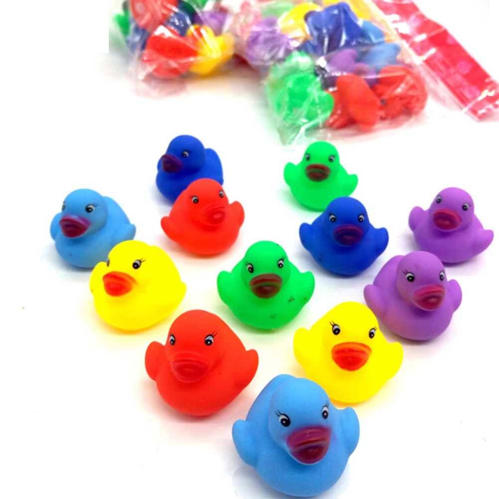 12pcs/set Cute Rubber Squeaky Duck Ducky Baby Children Colorful Kawaii ...