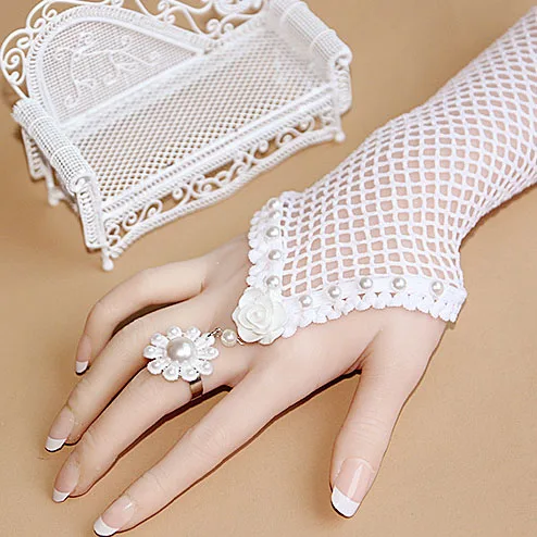 Hand Accessories Women White Fashion Arm Sleeve Grid Wedding Elegant ...