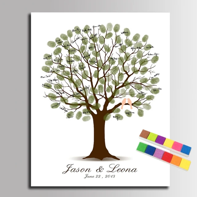 Aliexpress.com : Buy Wedding Tree Fingerprint Painting Loved Birds ...