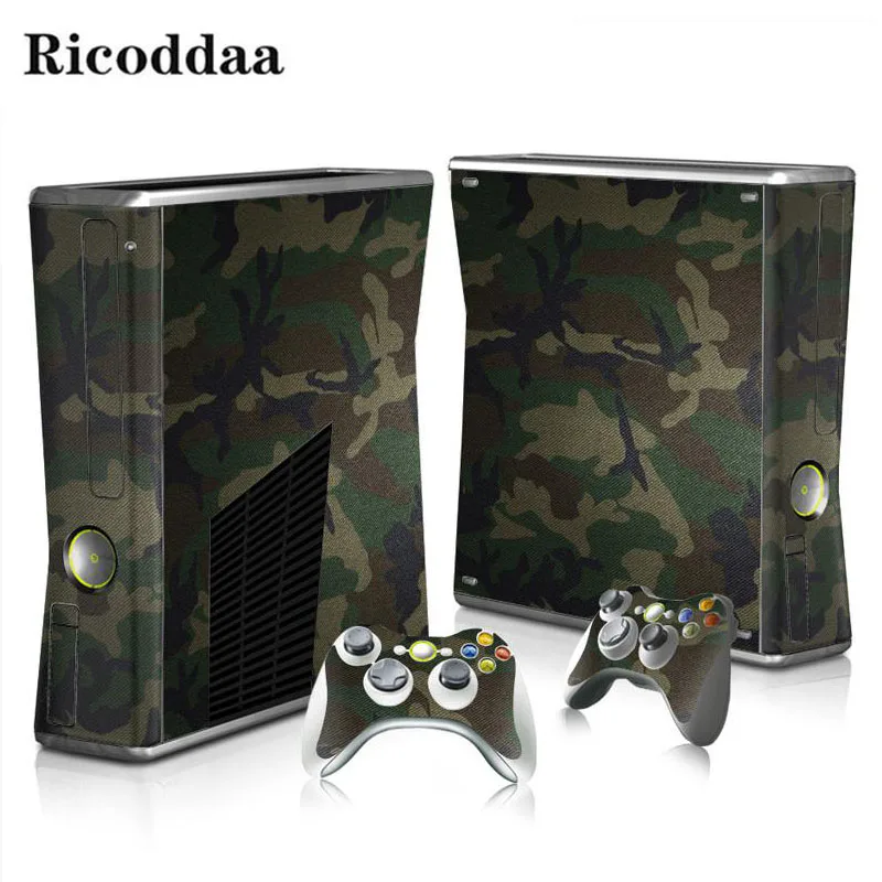 Pegatina de vinilo de camuflaje para Xbox 360 Slim Console + 2 ...