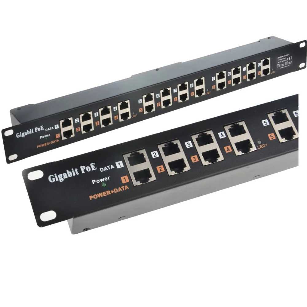 12 Port Power over Ethernet Injector Gigabit passive POE Patch Panel ...