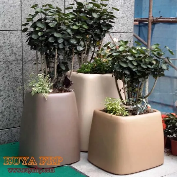 Fiberglass planter group,hotel decorative flowerpots,lobby floor ...