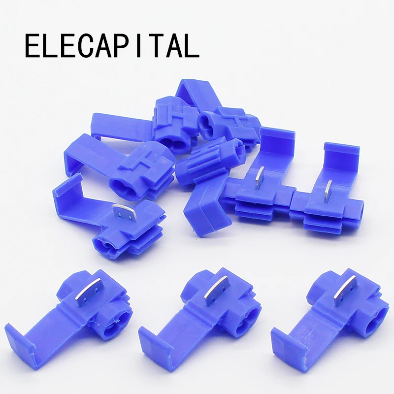 50PCS Blue Scotch Lock Wire Electrical Cable Connectors Quick Splice ...