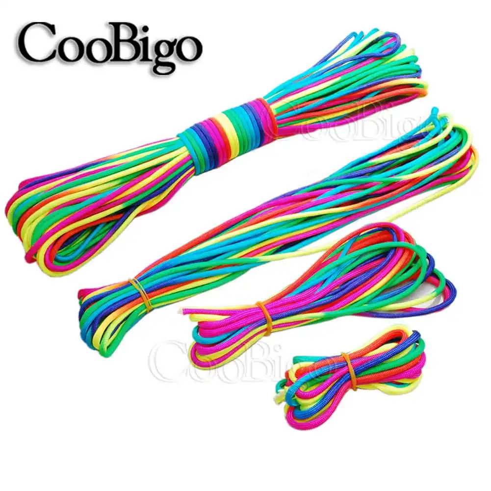 10ft-328ft Dia.4mm Rainbow Thread String Braided Cord Rope For Paracord ...