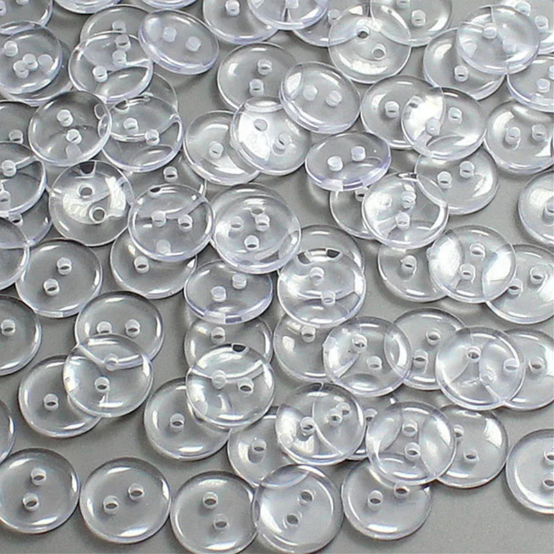 100pcs 12-20l 2holes Transparent Buttons Clear Sewing Polyester Resin ...