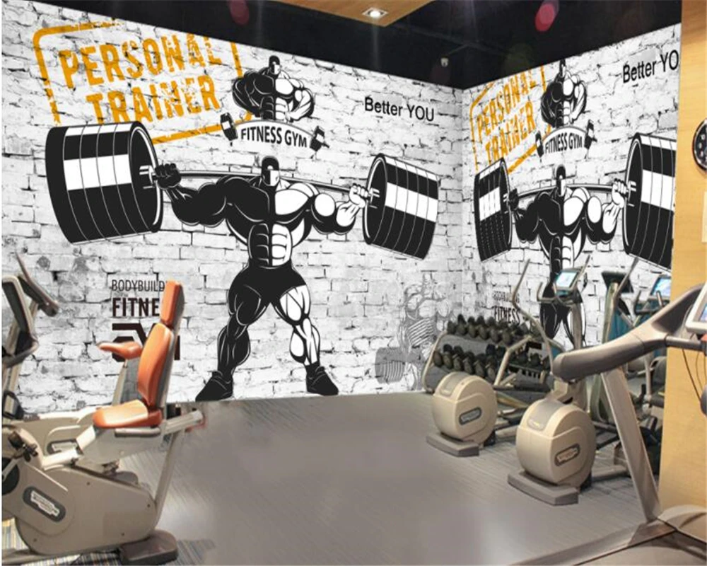 Custom-gym-Decorative-3D-Wallpaper-Nostalgic-Retro-Sports-living-room ...