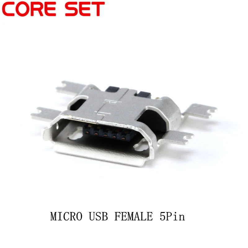 Conector Micro USB 5 P, MINIUSB hembra de 5 pines, SMD DIP, 100 Uds.