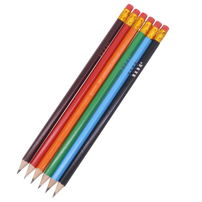 6-Pcs-HB-Wood-Pencil-190-8mm-Color-Pen-Pole-Children-Students-Painting ...