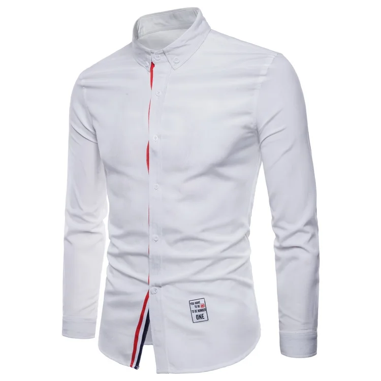 Men Shirt Brand 2018 Male Long Sleeve Ribbon Decoration Shirts Casual