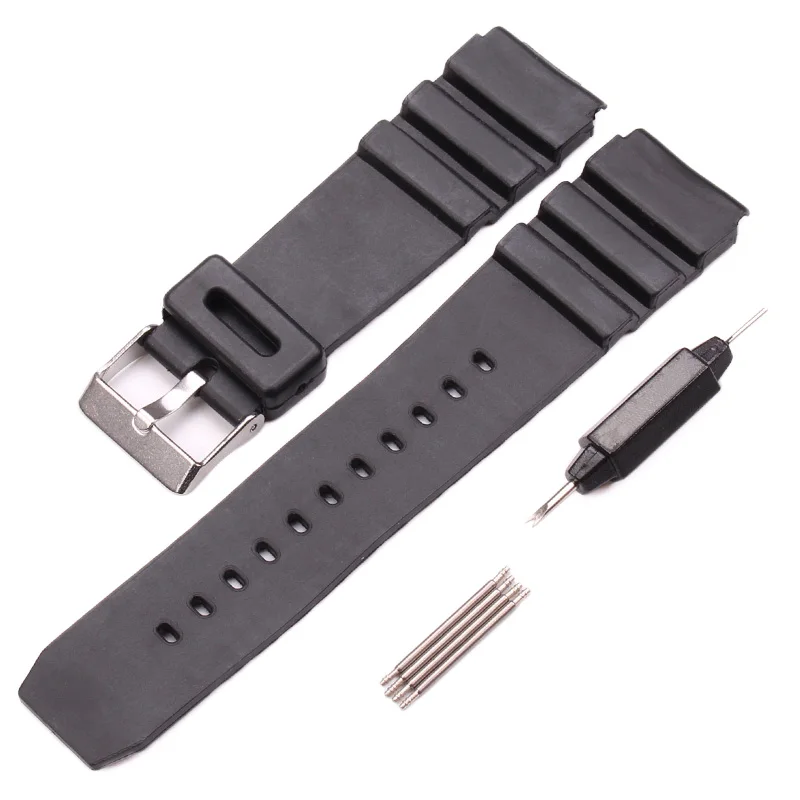 18mm 20mm 22mm Watchband Black Rubber Sport Wrist Men Silicone Military ...