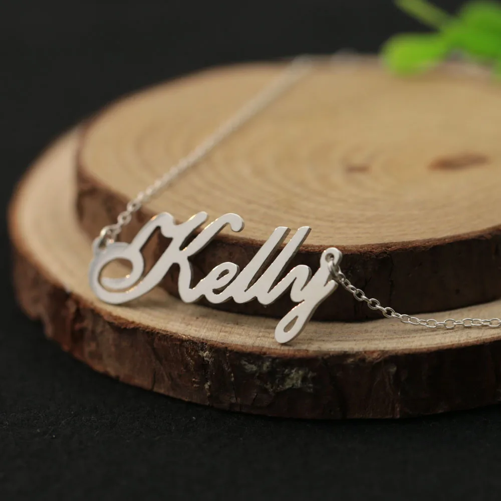 Name Necklace 925 Silver Fashion Women Personalized Nameplate Necklace