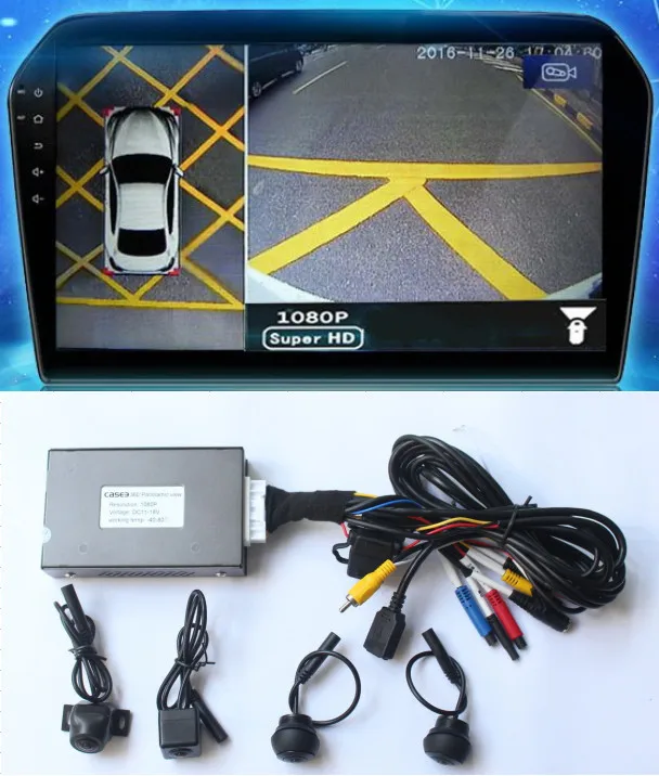 Car 4 way bird view 360 degree DVR Panoramic Camera Surrounding video ...