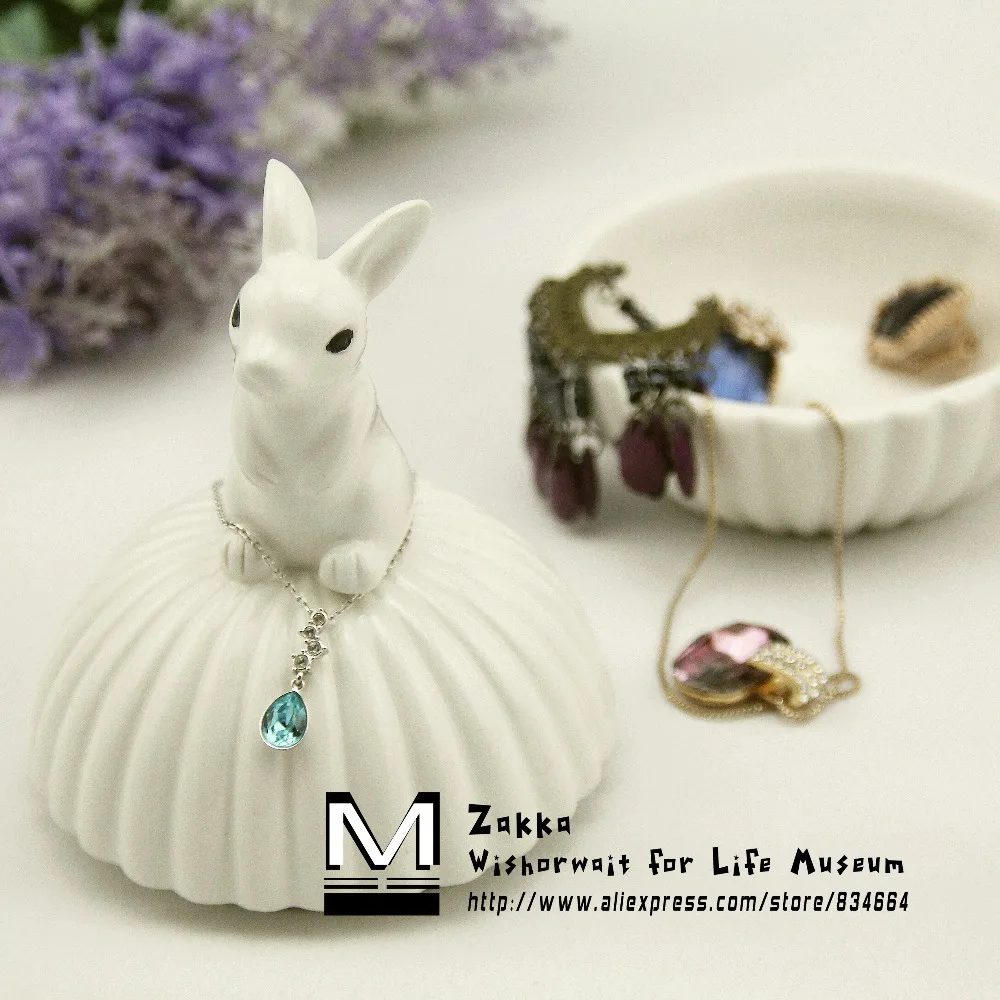 1Pcs New KEYAMA White Cute Animal white pink ceramic jewelry Boxes ...
