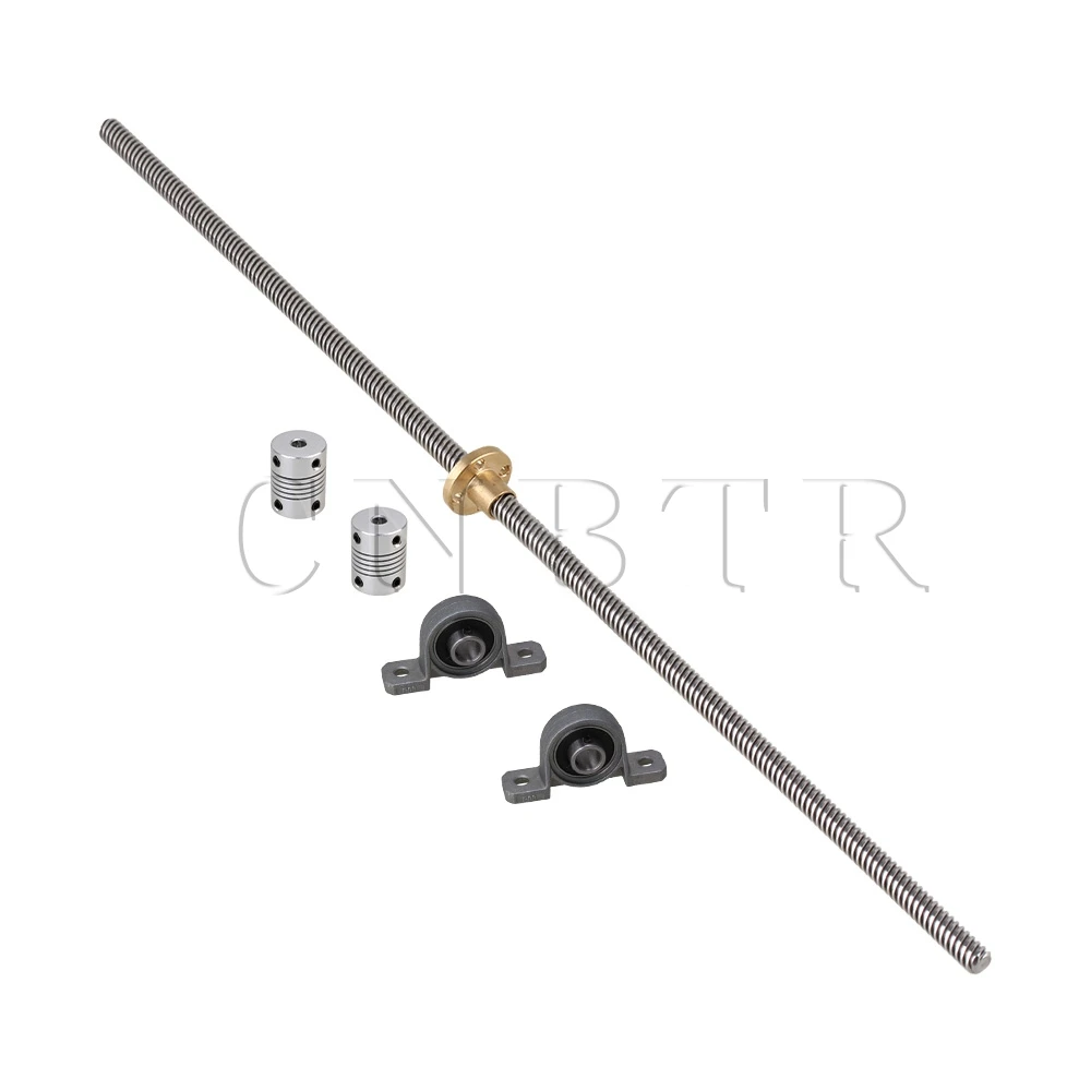 CNBTR Horizontal 400mm 8mm Lead Screw Shaft Coupling Bearing Pillow ...