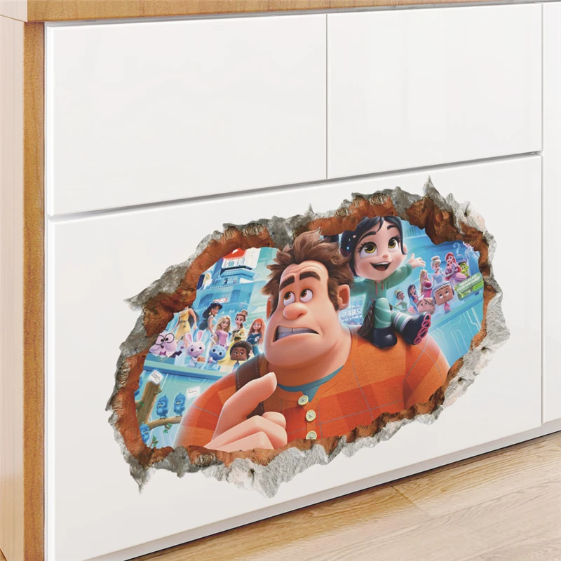3d Wreck It Ralph breaking through wall stickers bedroom home decor ...