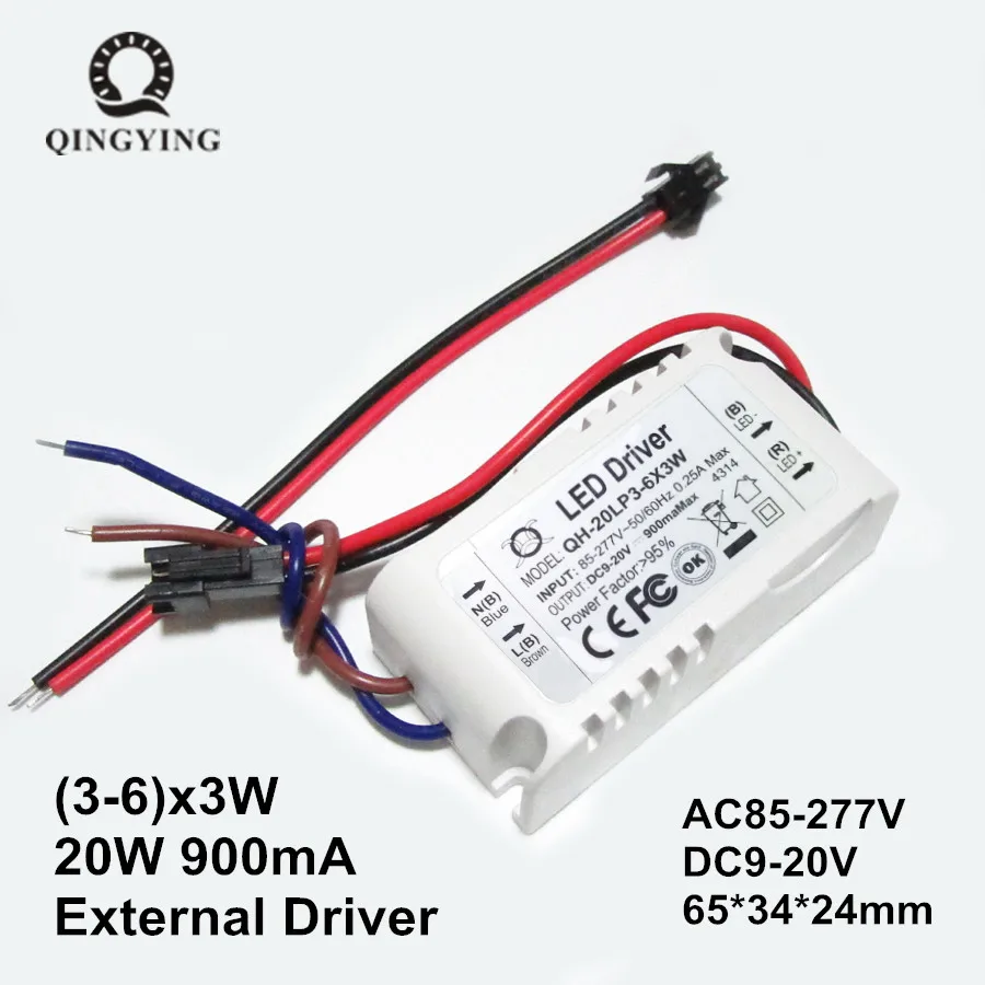20W COB LED Driver 3 6x3W 900mA DC9 20V High Power Factor Constant ...