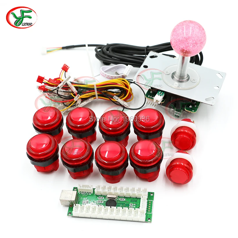 Arcade illuminated Joystick DIY Kit With USB Controller+2 Joysticks+20 ...