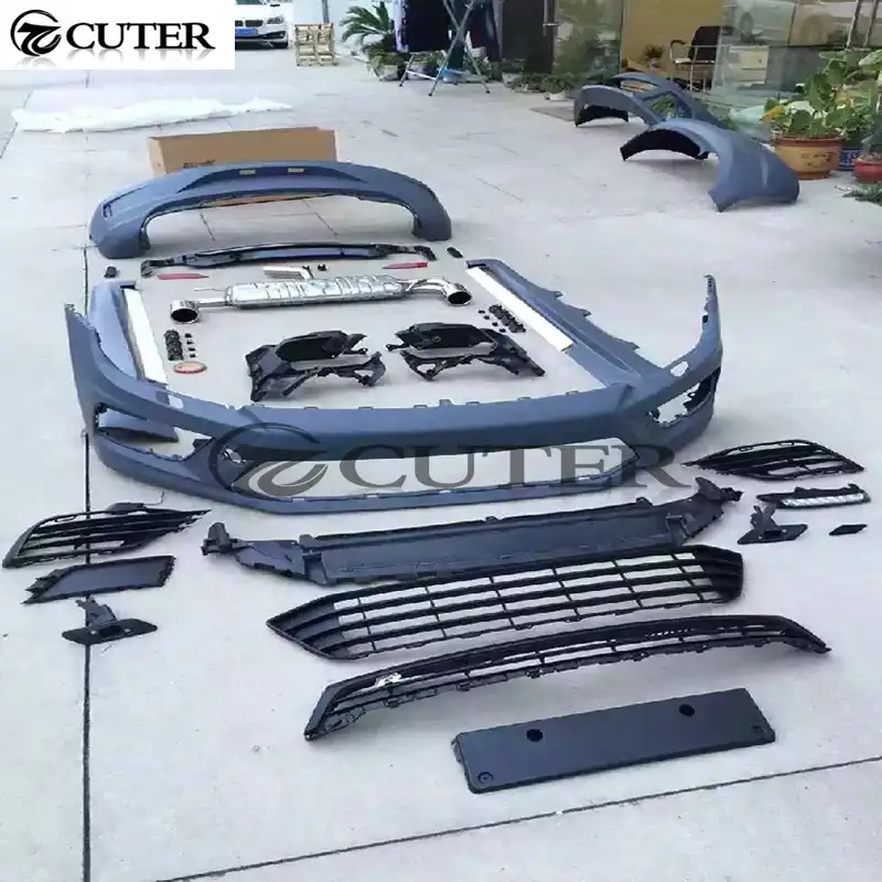 Carbon fiber + FRP Wide Car body kit Unpainted front Rear bumper Side ...