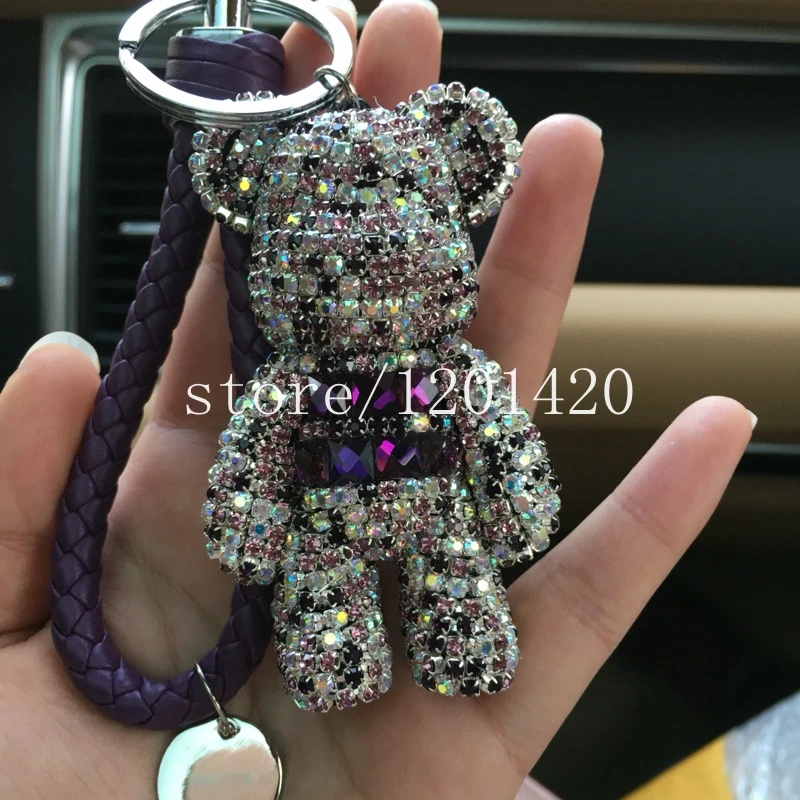 Bling Teddy Bear Keychains Car Keyring Keychains Cute Animal Key Chains ...