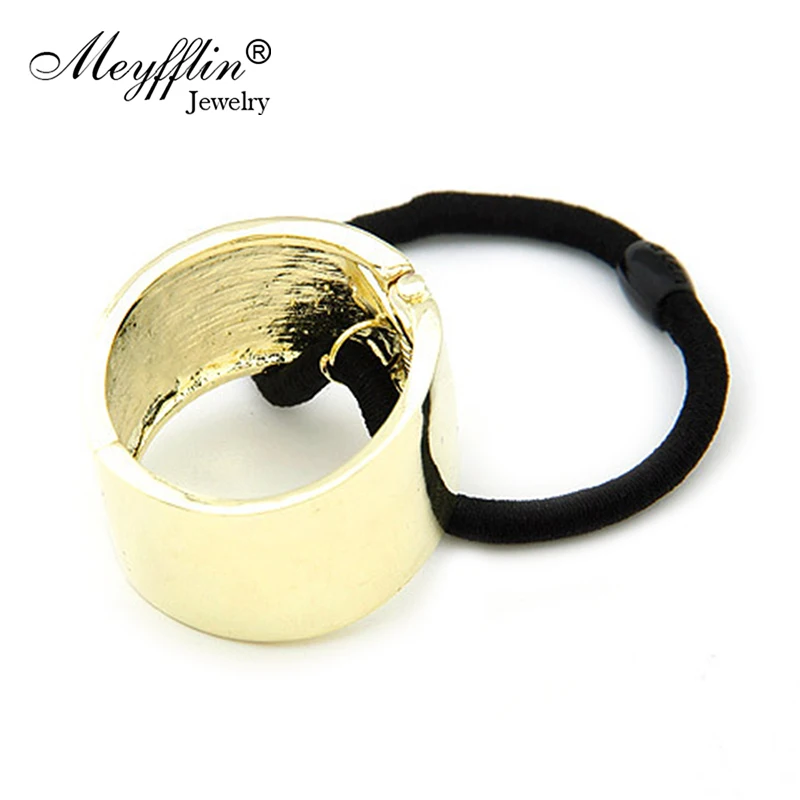 2017 Fashion Metal Circle Hair Cuff Band Tie Elestic Ponytail Holder ...