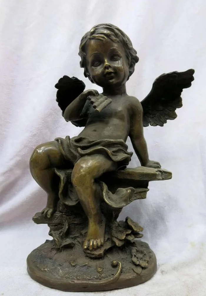 China Brass Copper Carved Finely Beautiful Cherub Sculpture Statue ...