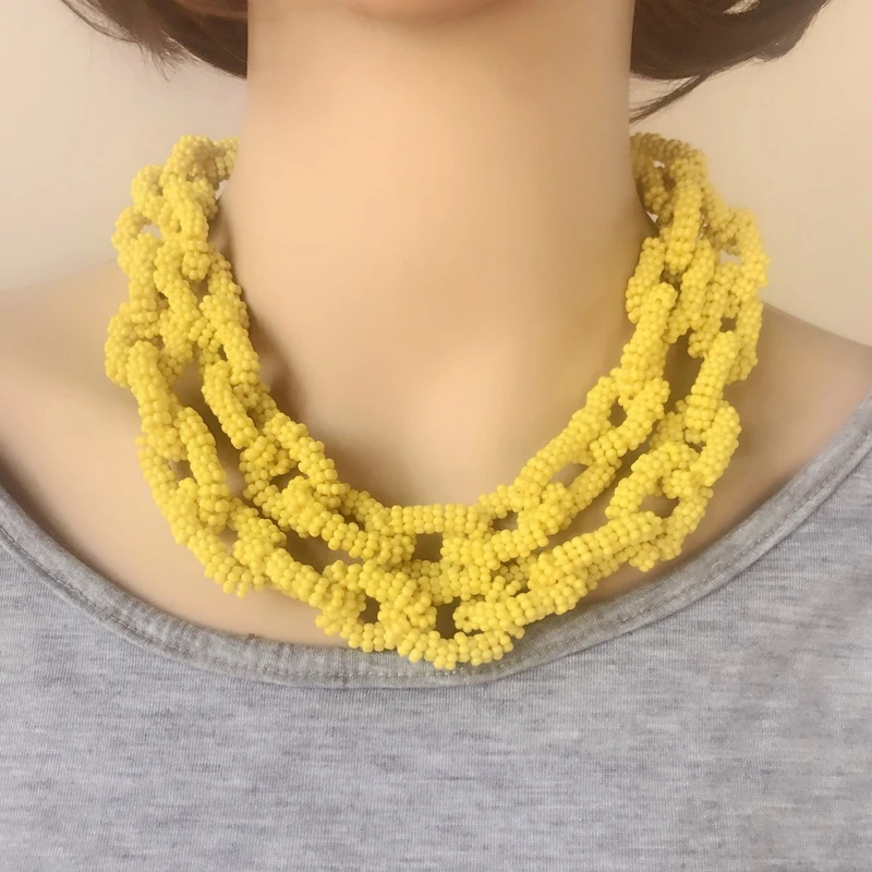Collier de perles à fleurs jaunes, nouveau Design à la mode, collier ...