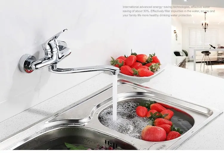 All copper wall kitchen faucet hot and cold taps into the wall laundry ...