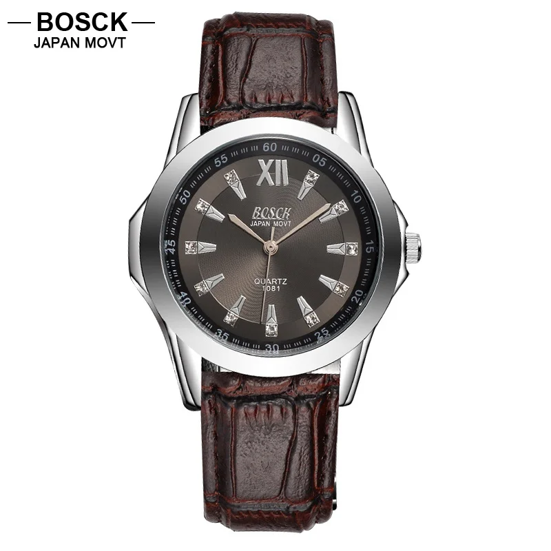 BOSCK Fashion Quartz Watches Men Diamond Waterproof Leather Ultra Thin ...