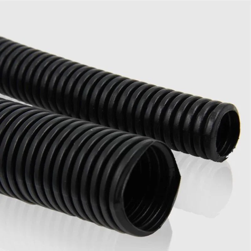 PE Black Split Loom Conduit Corrugated Tubing 100m 1/4" Open for ...
