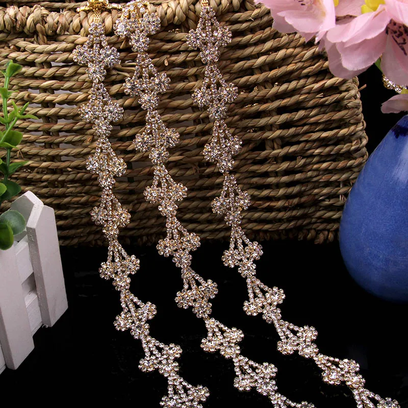 1 Yard 0.9 in Luxury Crystal Rhinestones Trims Chain Applique for ...