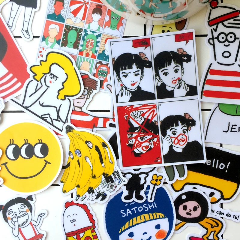 Funny cute strange action exaggerated expression stickers DIY scrapbook ...