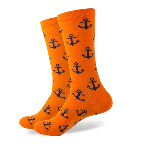 Cotton Men’s Socks with Anchor Print