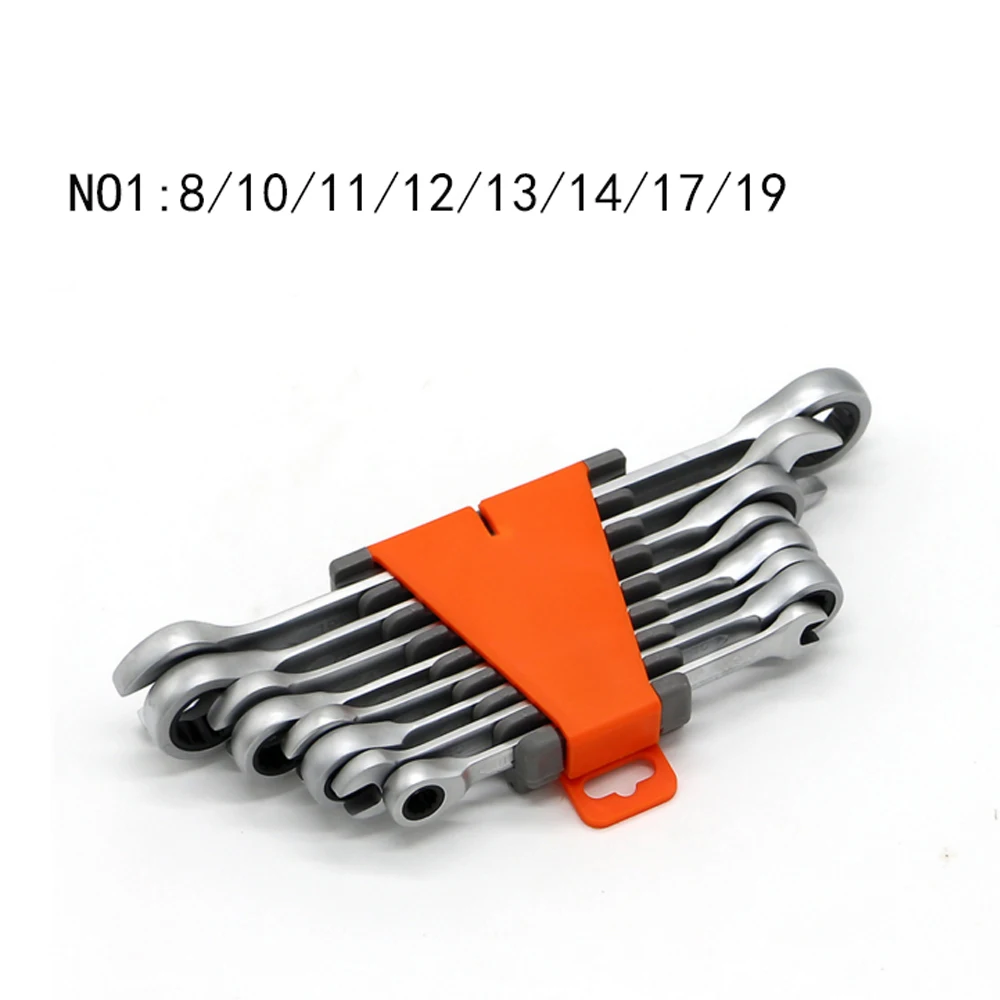 8 PCS Fixed Head Ratcheting Combination Spanner Wrench Sets Hand Tools ...