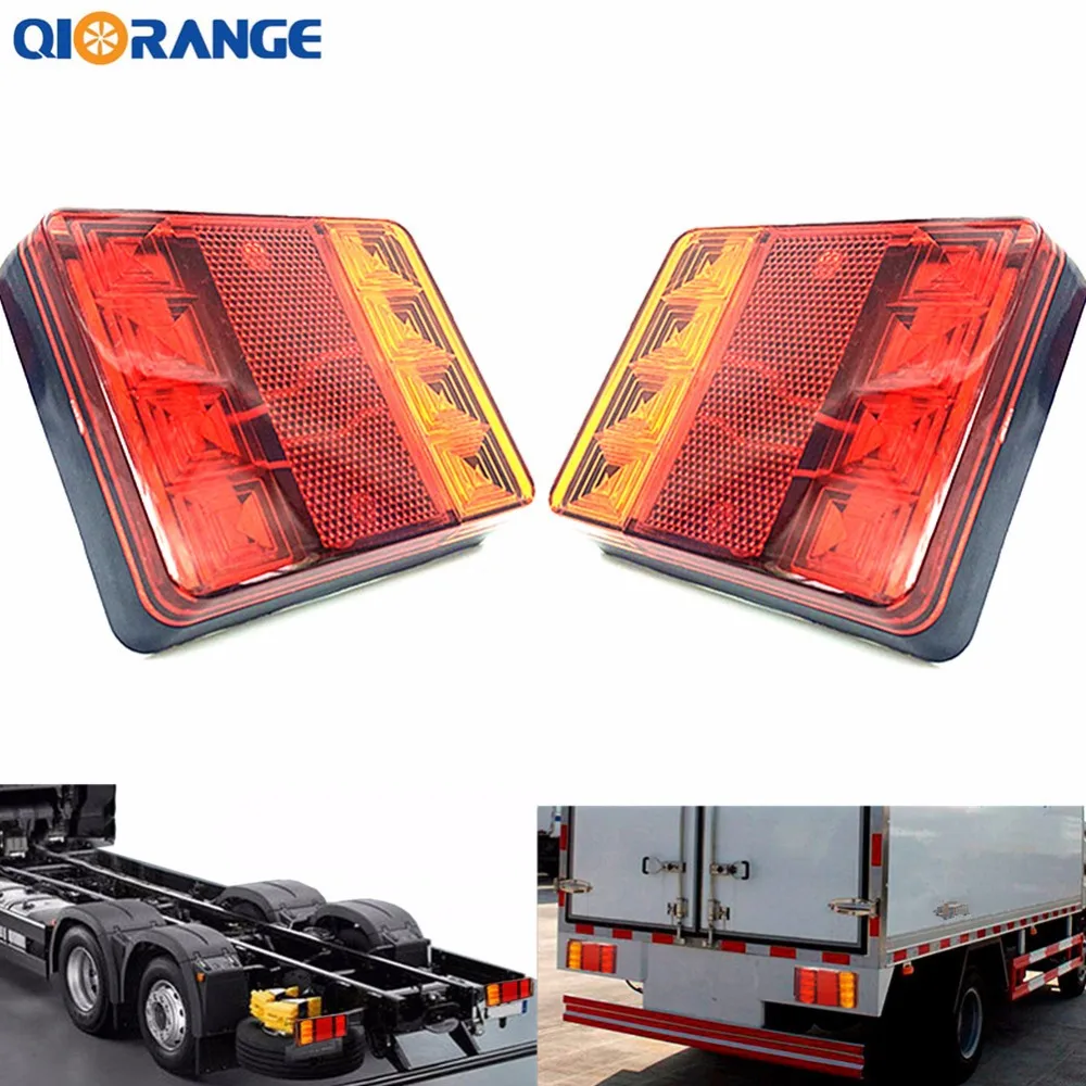 QIORANGE 2pcs DC 12V Car LED Rear Tail Light Warning Lights Rear Lamps ...