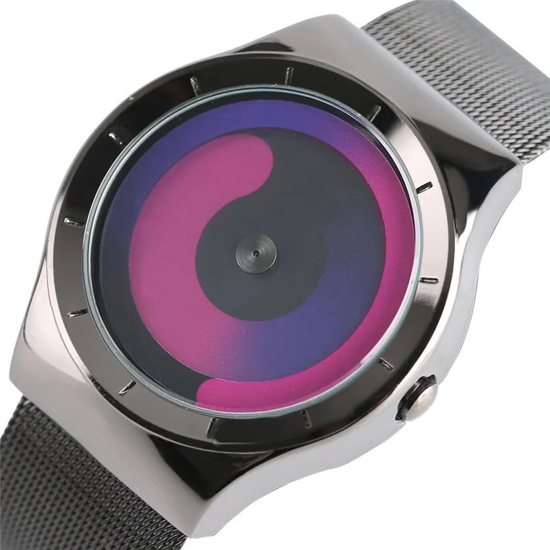 Creative Unique Gradual Turntable Swirl Watches Stainless Steel Strap ...