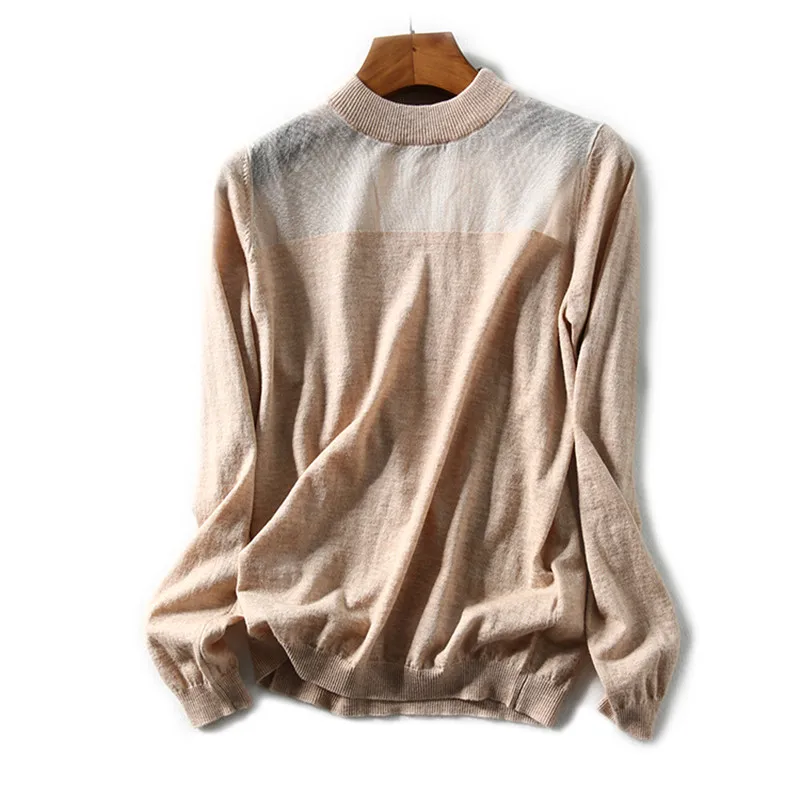 Autumn Winter Women 10% Silk 90% Wool pullovers Knitted Tops long ...