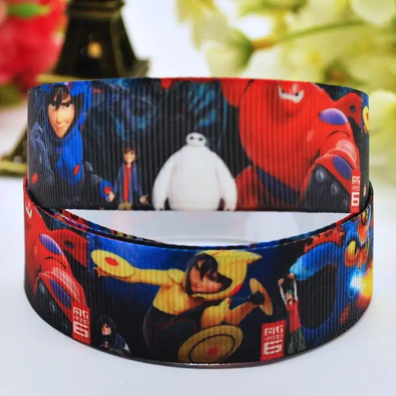 78 22mm Big Hero 6 Cartoon Character Printed Grosgrain Ribbon Party Decoration Satin