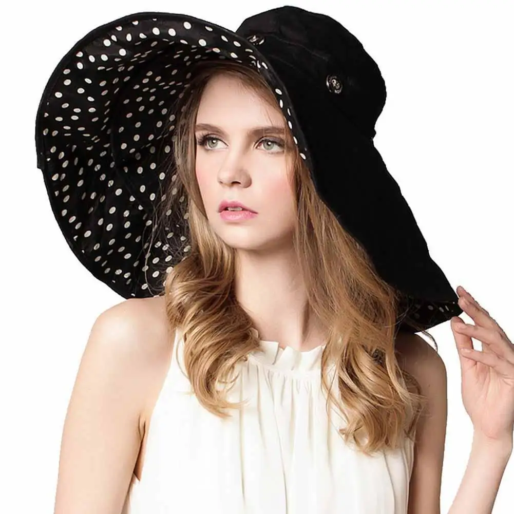 Outdoor Women Large Brim Floppy Roll Hat Wide Brim Beach Hat Foldable