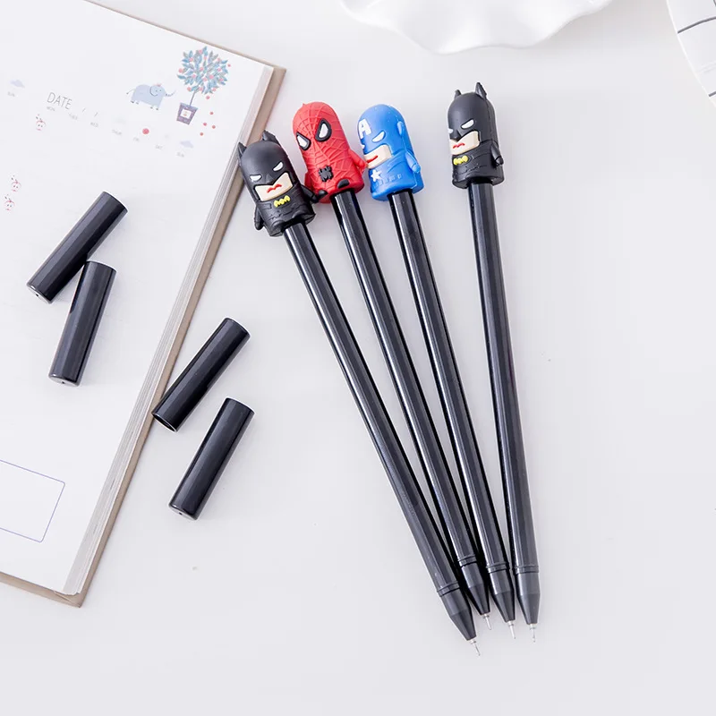 Kawaii Cartoon Stationery Mini Super Hero Gel Pen Spiderman Captain ...