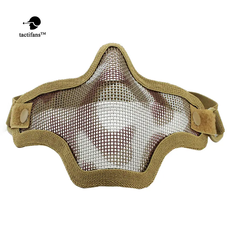 Tactical Half Face Mask Metal Mesh Lower Half Face Camouflage Mask ...