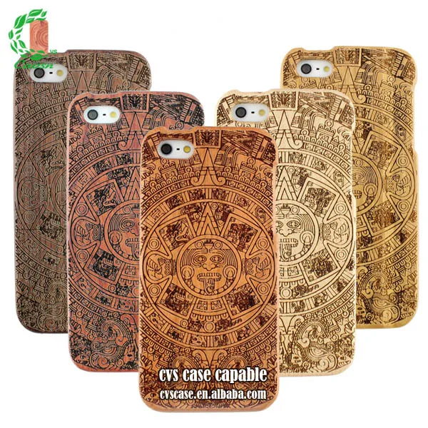OEM Aztec Wood Case For iPhone 5S Aztec Calendar Stone Style Cultural ...