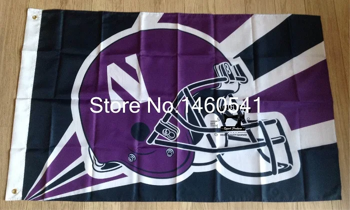 Northwestern Wildcats Helmet Flag 3ft x 5ft Polyester NCAA Banner ...
