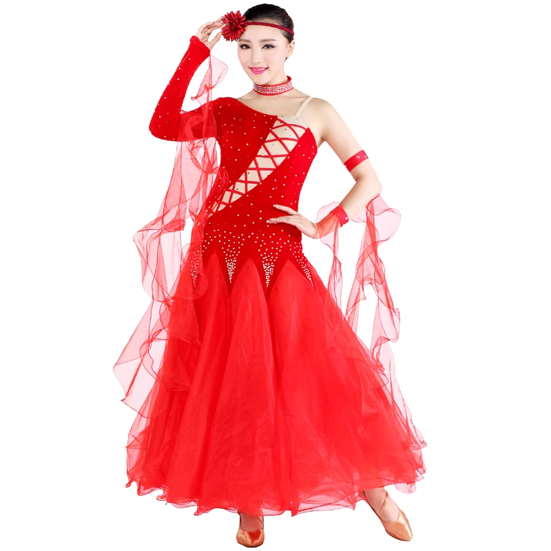 Viennese waltz rumba/samba dance costume skirt one shoulder dress ...