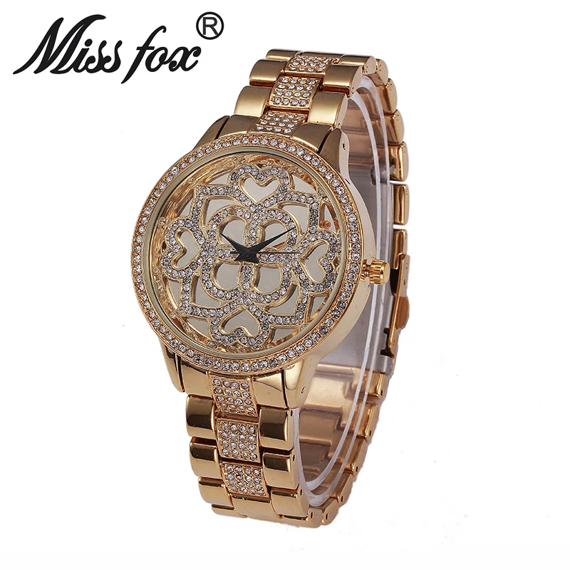 Miss Fox Luxury Brand Women Watch Rhinestone Diamond Female Wristwatch ...