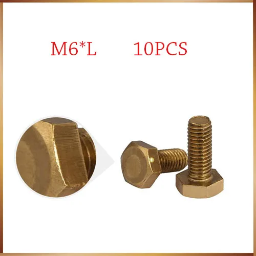 Free-shipping-10pcs-M6-m6-L-Copper-Metric-Thread-Screws-DIN933-Brass ...